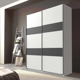 Pharao24.de Schlafzimmer Gleitt&uuml;renschrank in Wei&szlig; und Dunkelgrau 135 cm breit