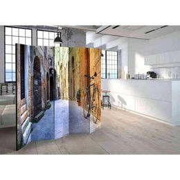 Pharao24.de Leinwand Paravent mit italienischem Gassen Motiv 225 cm breit