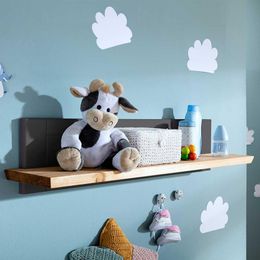 Pharao24.de Babyzimmer Wandregal in Grau und Eichefarben Kiefer Massivholz