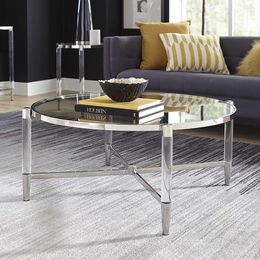 Pharao24.de Runder Designcouchtisch aus Sicherheitsglas Edelstahl und Acrylglas