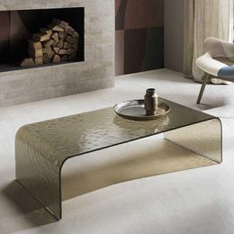 Pharao24.de Design Glastisch modern in Bronzefarben 110x30x55 cm