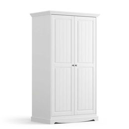 Pharao24.de Massivholzkleiderschrank wei&szlig; im Landhausstil 108 cm breit