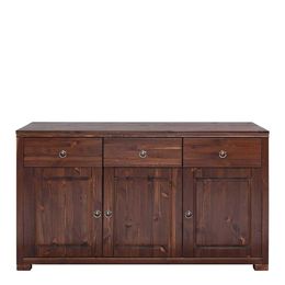 Pharao24.de Dunkelbraunes Sideboard aus Kiefer massiv lackiert Landhaus Design