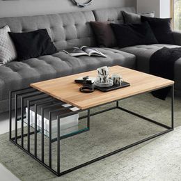 Pharao24.de Couchtisch Salontisch in Schwarz und Eichefarben
