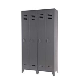Pharao24.de Spind Kleiderschrank in Grau Kiefer Massivholz & Holzwerkstoff