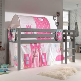 Pharao24.de Prinzessinbett in Grau Pink Rosa Stofftunnel