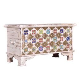 Pharao24.de Holztruhe Truhe im Vintage Look mit Ornament Muster