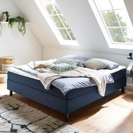 Pharao24.de Boxspring Bett in Blau 62 cm Einstiegsh&ouml;he