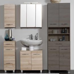 Pharao24.de Badezimmer Set mit Spiegelschrank Buche (dreiteilig)