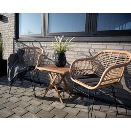 Pharao24.de Sitzgruppe Outdoor aus Kunstrattan Teak Massivholz (dreiteilig)