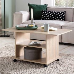 Pharao24.de Rollen Couchtisch in Eiche Sonoma 95 cm breit