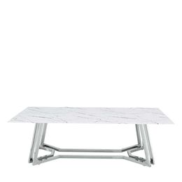 Pharao24.de Design Couchtisch in Wei&szlig; und Chromfarben 110 cm breit