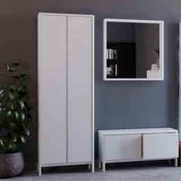 Pharao24.de Holz Flurgarderobe wei&szlig; mit Kleiderschrank (dreiteilig)