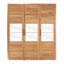 Pharao24.de Schlafzimmerkleiderschrank Holz aus Wildeiche Glasbeschichtung wei&szlig;