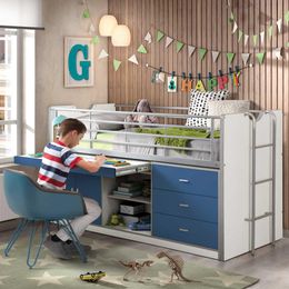 Pharao24.de Kinder-Etagenbett mit Schreibtisch Stauraum