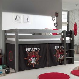 Pharao24.de Spielbett Pirat in Grau und Schwarz Vorhang