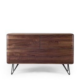 Pharao24.de Kommode Echtholz aus Nussbaum Massivholz Retrostil