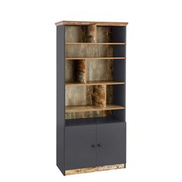 Pharao24.de Regal mit T&uuml;ren und offenen F&auml;chern 182 cm hoch 80 cm breit