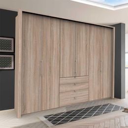 Pharao24.de Kombi Schlafzimmerkleiderschrank 3 t&uuml;rig mit Schubladen Eiche S&auml;gerau