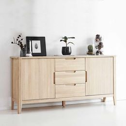 Pharao24.de Massivholz Sideboard aus Eiche Bianco ge&ouml;lt 180 cm breit