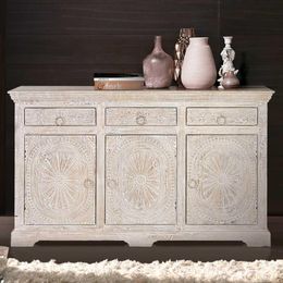 Pharao24.de Sideboard Kommode in Wei&szlig; 3 t&uuml;rig