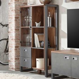 Pharao24.de Highboard im Loft Style Eiche dunkel Schiefer Grau