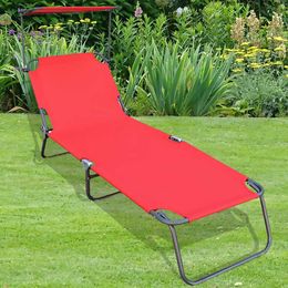 Pharao24.de Gartenliege mit Dach in Rot 185 cm tief