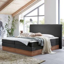 Pharao24.de Stauraum Boxbett in Anthrazit & Walnuss 2 Matratzen H3