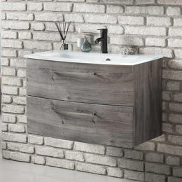 Pharao24.de Waschschrank in Eiche Grau Wandmontage