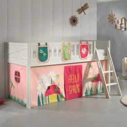Pharao24.de Kinderzimmerbett bunt aus Kiefer Massivholz Blumen Motiv