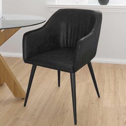 Pharao24.de Polsterstuhl Esszimmer im Skandi Design Gestell aus Metall (2er Set)