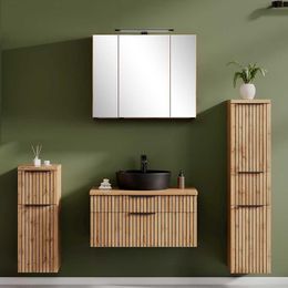 Pharao24.de Design Badm&ouml;belkomplettset in Wildeichefarben Schwarz (vierteilig)
