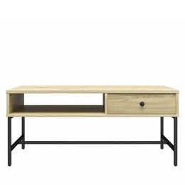 Pharao24.de Sofa Tisch modern in Eichefarben und Schwarz einer Schublade