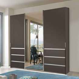 Pharao24.de Schiebeschrank braun modern mit Spiegelt&uuml;r 250 cm breit