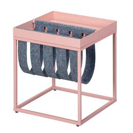 Pharao24.de Design Beistelltisch in Rosa Metall Zeitungsablage