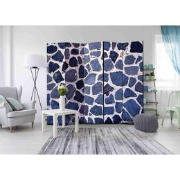 Pharao24.de Raumtrennwand mit Steinmauer Motiv Blau und Grau
