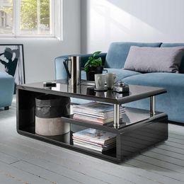 Pharao24.de Hochglanz Sofatisch schwarz in modernem Design 110 cm breit