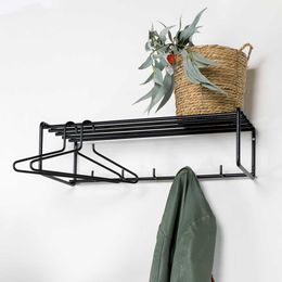 Pharao24.de Metall Wandgarderobe in Schwarz 70 cm breit