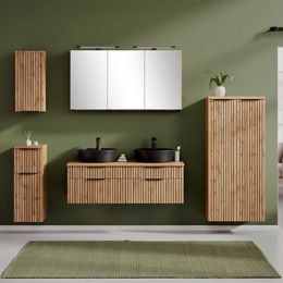 Pharao24.de Waschplatz inklusive zwei Becken in modernem Design Made in Germany (f&uuml;nfteilig)