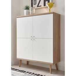 Pharao24.de Kommode in Eichefarben und Wei&szlig; Skandi Design