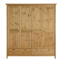 Pharao24.de Holzkleiderschrank im Landhausstil 187 cm breit aus Kiefer Massivholz 187x210x57 cm Pharao24