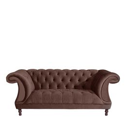 Pharao24.de Neo Barock Sofa braun aus Samtvelours zwei Sitzpl&auml;tzen