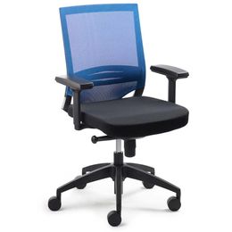 Pharao24.de Ergonomischer B&uuml;rostuhl in Blau-Schwarz Armlehnen