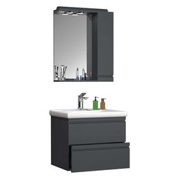 Pharao24.de Waschplatz Set mit Becken in Anthrazit die Wandmontage (zweiteilig)