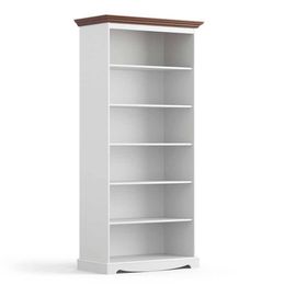 Pharao24.de B&uuml;cherregal Standregal in Wei&szlig; mit f&uuml;nf Einlegeb&ouml;den