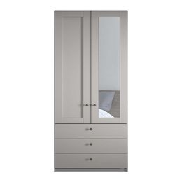 Pharao24.de Dreht&uuml;renkleiderschrank mit Spiegel in Hellgrau Made in Germany