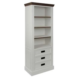 Pharao24.de Landhaus Stil Regal in Wei&szlig; und Graubraun 68x180x39 cm