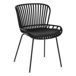 Pharao24.de St&uuml;hle Esszimmer Design in Schwarz Kunstleder Sitz (4er Set)