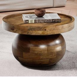 Pharao24.de Couchtisch Holztisch in Braun aus Mangobaum Massivholz