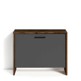 Pharao24.de Garderobenbank Flur in Anthrazit und Holzoptik antik 60 cm breit